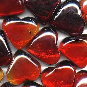 M78 Red glass gems heart shaped 16MM thick -SOLD OUT!