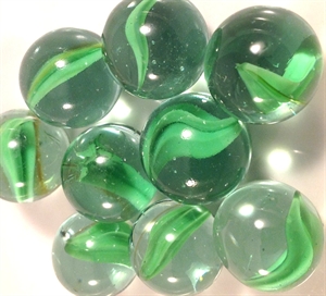 M84 16MM Clear & green cat eye glass marbles -SOLD OUT!